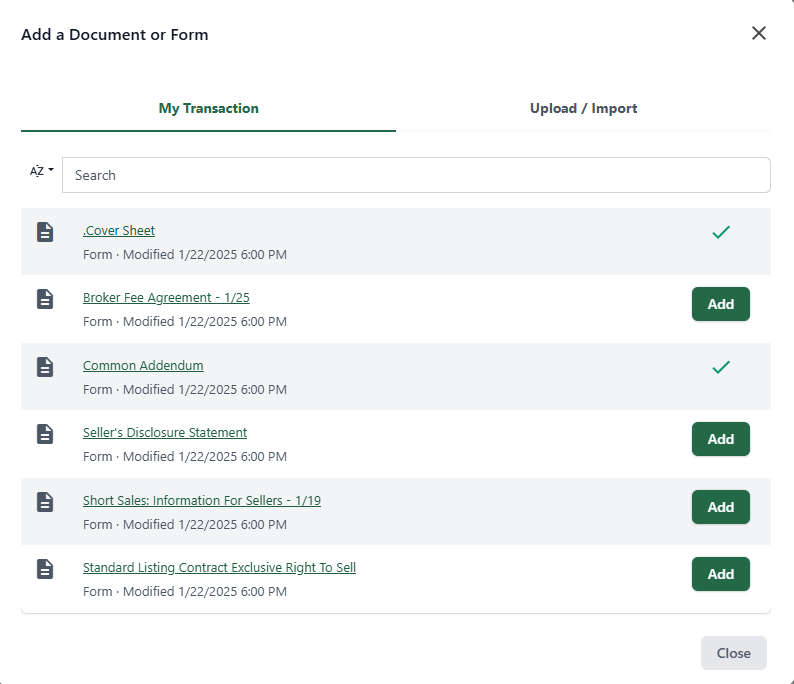 Add an additional document or form to a signing (Authentisign for Transact)