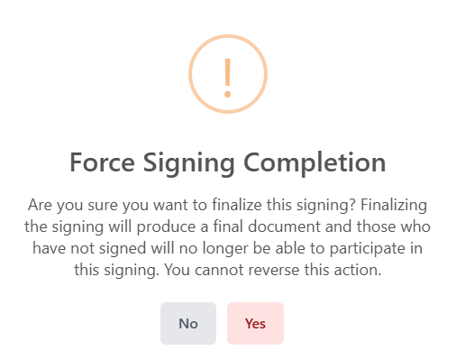 Force a signing into the completed status (Authentisign)
