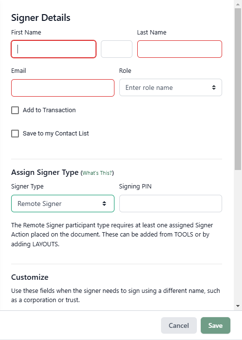 Add a participant to a signing (Authentisign for TransactionDesk)