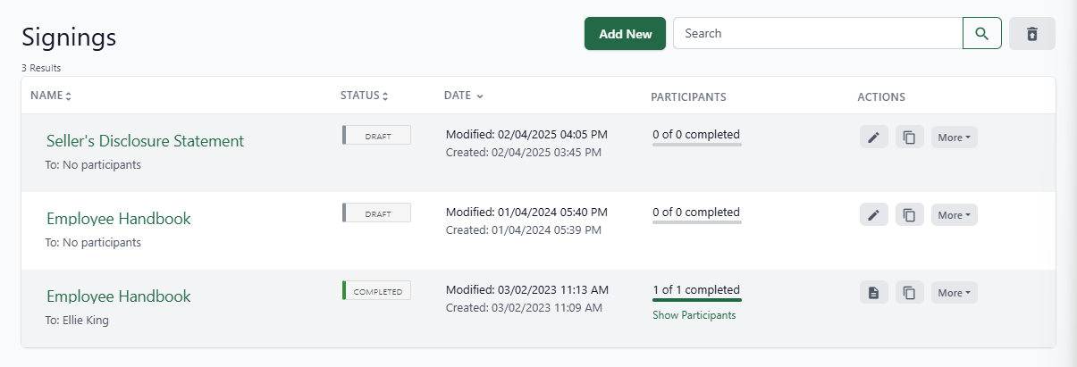 Create a signing (Authentisign)