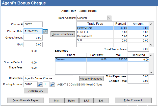 Process an agent prepayment of an expense or a fee (Back Office)