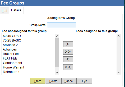Create a fee group (Back Office)