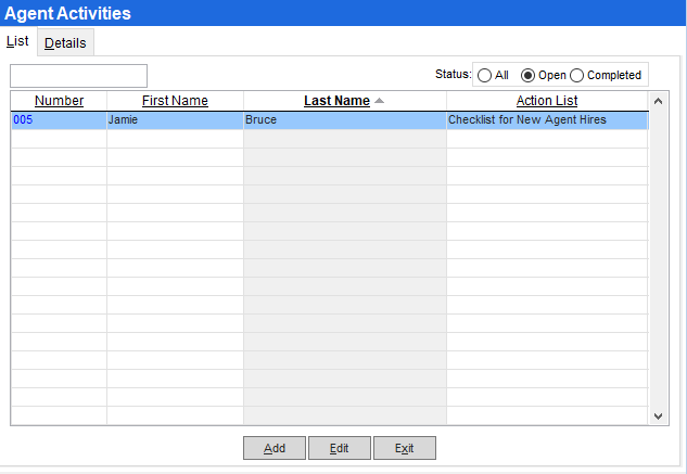Assign an activity list to an agent (Back Office)