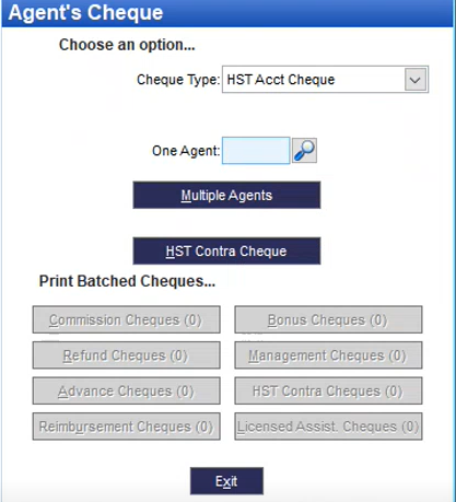 Issue agent commission payments (Back Office)