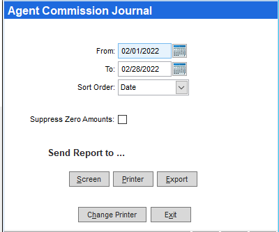 Generate an Agent Commission journal (Back Office)