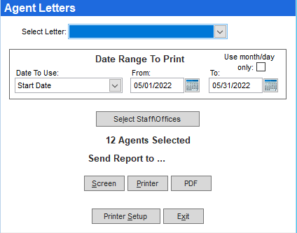 Send a letter to agents and staff (Back Office)