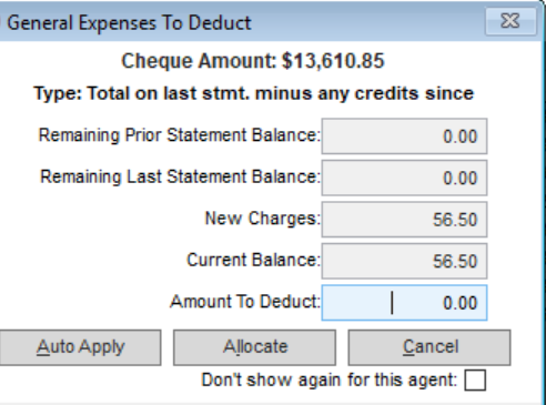 Deduct agent expenses when issuing a payment (Back Office)