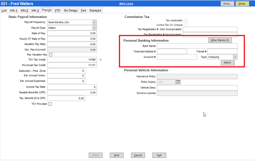 Set up for Electronic Fund Transfers (E.F.T) (Back Office)