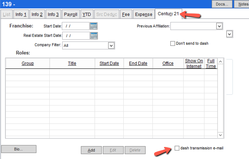 Set up email notifications regarding transmissions to dash (Back Office)
