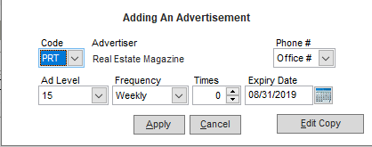 Manage advertising charges for a listing (Back Office)