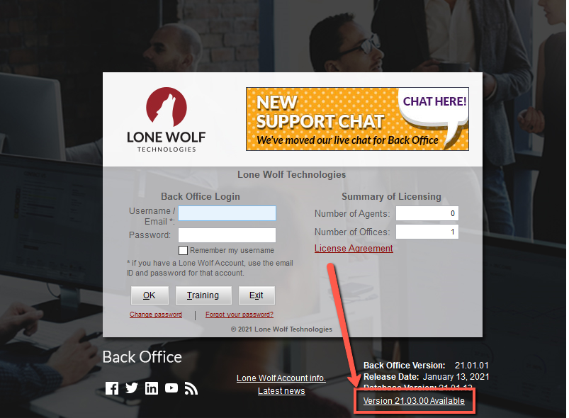 Update Back Office on premise