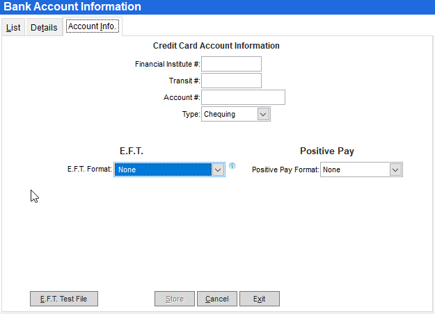 Create an Electronic Funds Transfer (EFT) test file (Back Office)