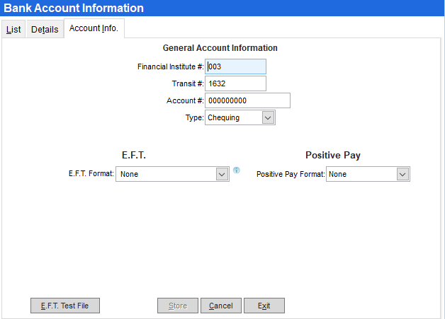 Set up for Electronic Fund Transfers (E.F.T) (Back Office)