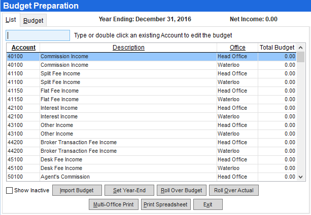 Prepare a budget based on last year's data (Back Office)