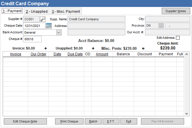 Set up a credit card as a bank account (Back Office)