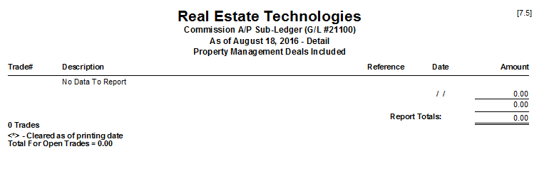 Print the commission accounts payable ledger (Back Office)