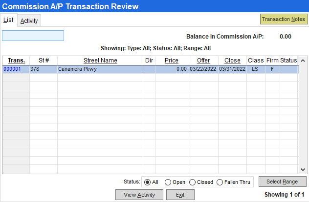 Review activity for a transaction (Back Office)
