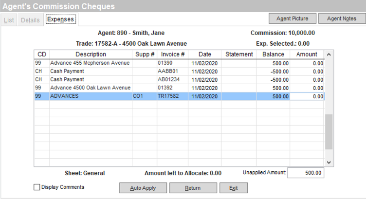 Process an agent's advance, Scenario 3: Outside company issues the ...