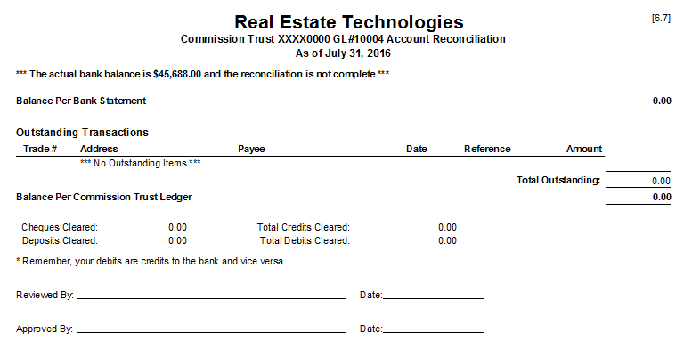 Reconcile the commission trust account (Back Office)