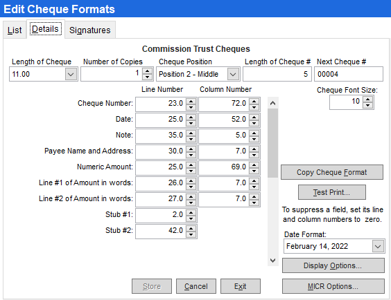 Edit check formats (Back Office)