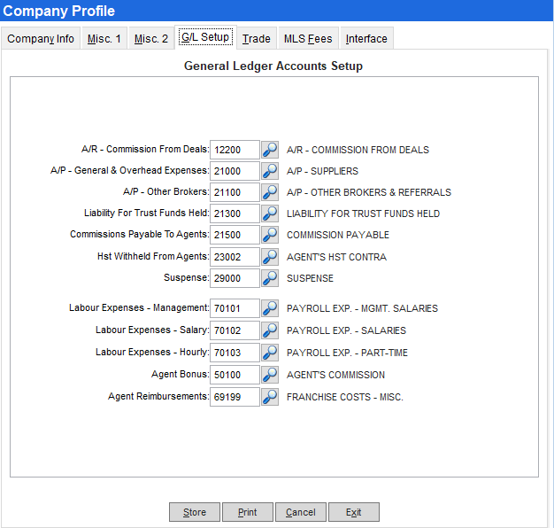 Set up the general ledger accounts (Back Office)