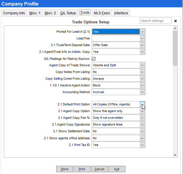 Set up transactions (Back Office)