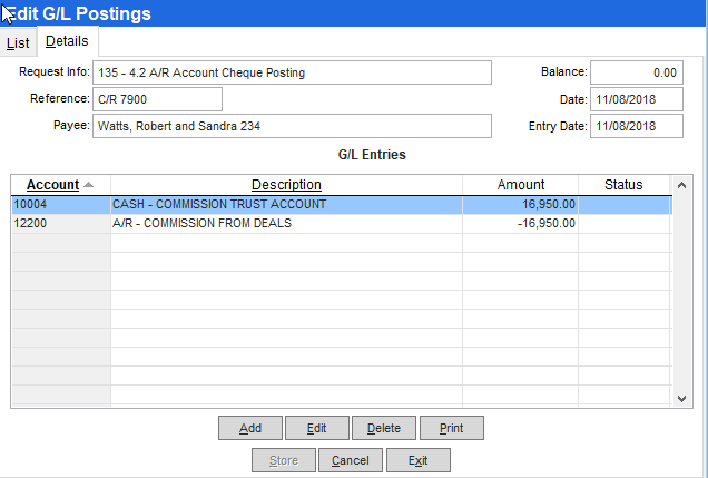 Edit general ledger postings (Back Office)
