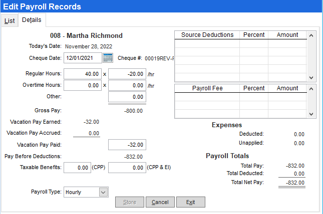 Process one-time taxable benefits for staff members [CAN] (Back Office)