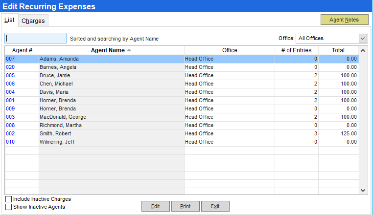 Print recurring expenses (Back Office)