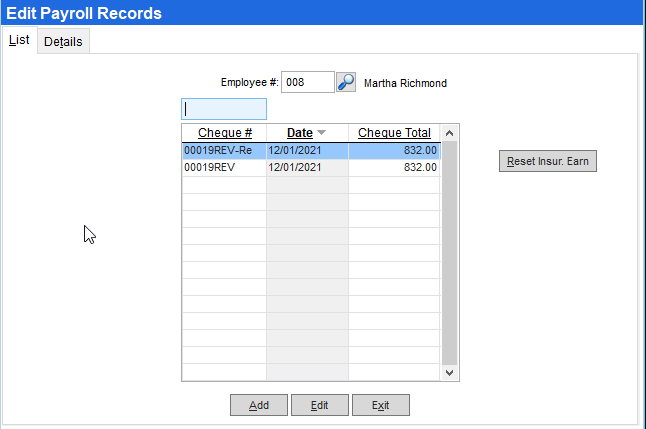 Edit accrued vacation pay (Back Office)