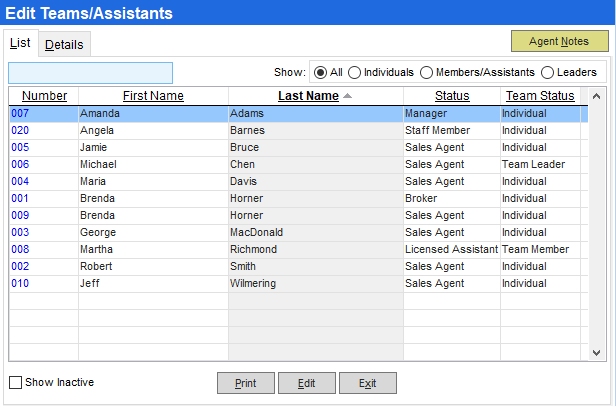 Create or edit a team, or delete a team member (Back Office)