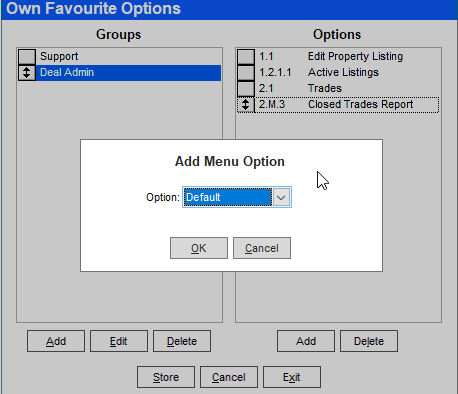 Set favorite options for quick access (Back Office)