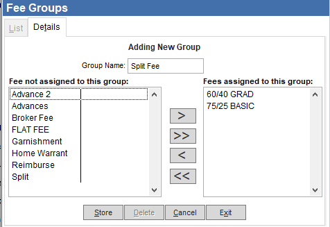 Create a fee group (Back Office)