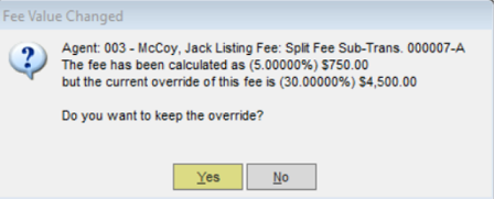 Edit a fee for an agent or transaction (Back Office)