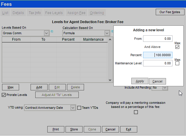 Set up a broker 100% fee to track broker commissions (Back Office)
