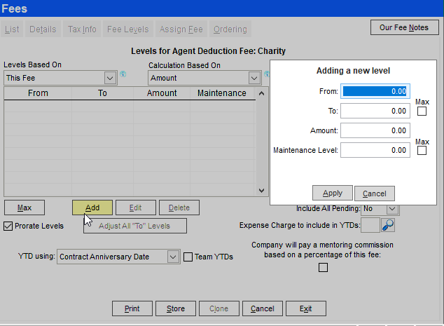 Set up a charitable donation fee (Back Office)