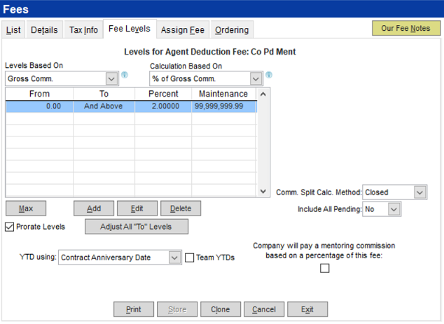 Set up a mentor fee (Back Office)