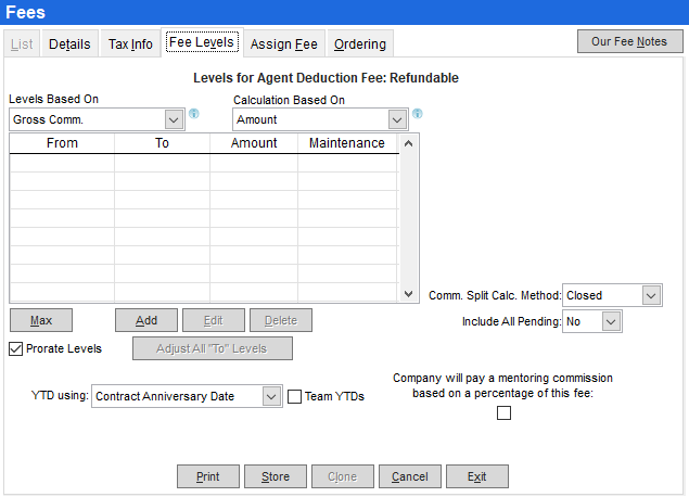 Set up refundable fees (Back Office)