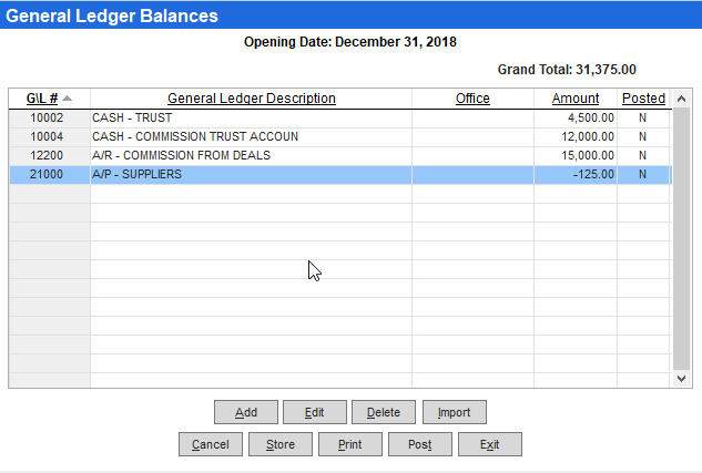 Enter the remaining sub-ledger opening balances (Back Office)