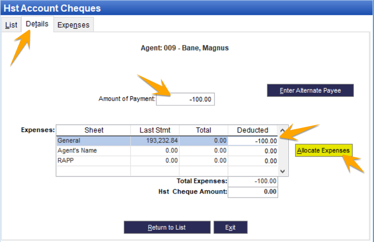 Write off an agent's HST or GST contra balance (Back Office)