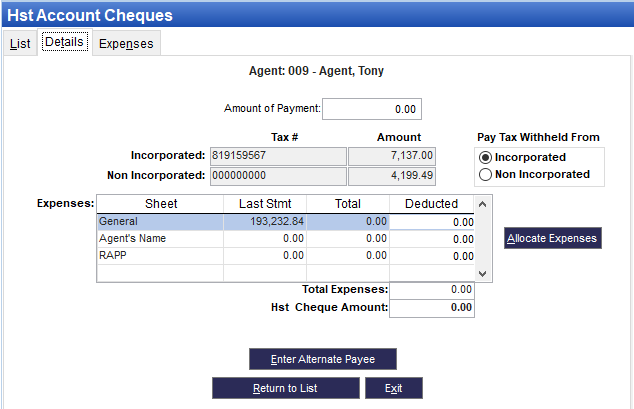 Issue agent commission payments (Back Office)