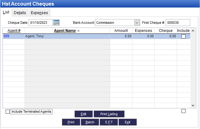 Issue agent commission payments (Back Office)