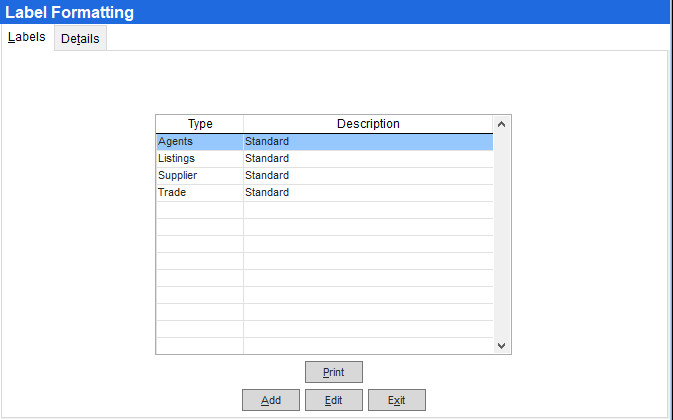Add, edit, or delete a mailing label (Back Office)