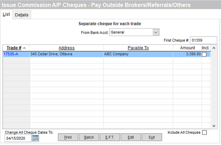 Pay out a transaction - Scenario 5: General account (Back Office)