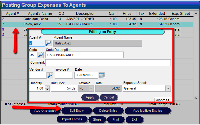Import agent expenses into Back Office