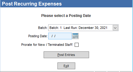 Post a recurring expense (Back Office)