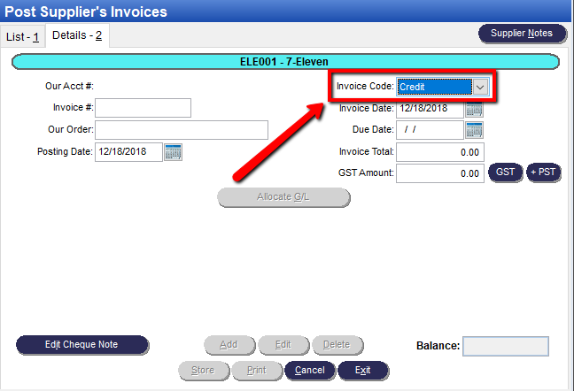Write off or cancel a vendor or supplier invoice (Back Office)