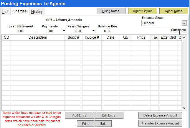 Post a one-time expense to a single agent (Back Office)