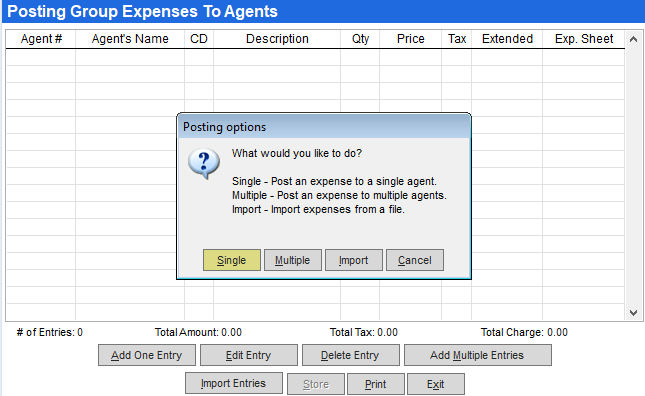Post group expenses to agents (Back Office)