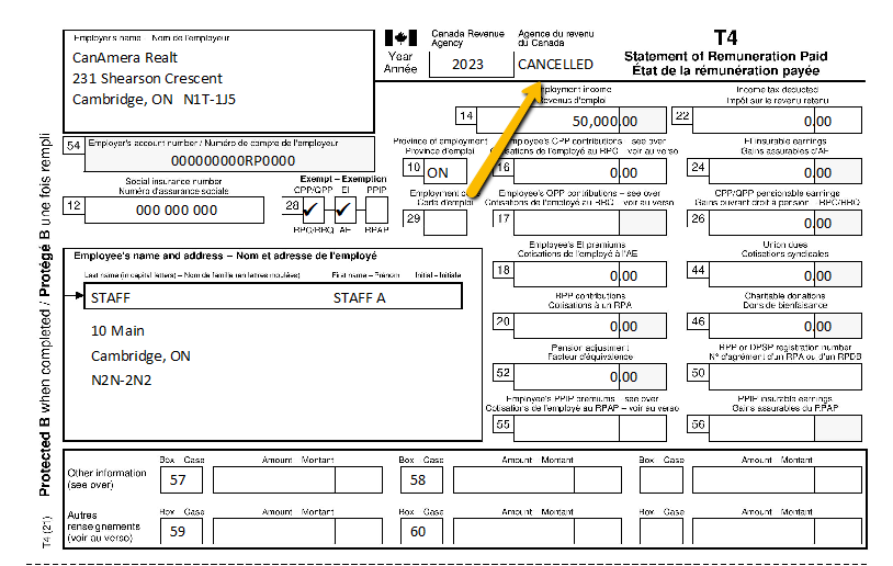 Amend Cancel Or Replace A T4 Slip CAN Back Office 